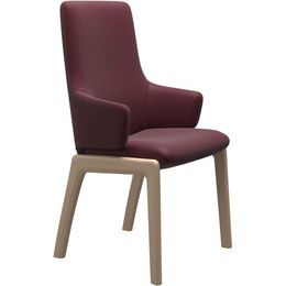 Polsterstuhl stressless "Laurel", rot (bordeaux batick, walnuss), B:58cm H:105cm T:60cm, Leder BATICK: BATICK ist ein leicht korrigiertes, durchgef&auml;rbtes und genarbtes M&ouml;belleder, bei dem die meisten Unebenheiten und Spuren in der Regel entfernt wurden., St&uuml;hle, Polsterstuhl, High Back mit Armlehne, Gr&ouml;&szlig;e L, mit abgerundeten Beinen in Walnuss