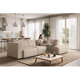 Ecksofa OTTO HOME "Merid L-Form, B: 295 cm - OTTO. Verl&auml;ssliche Qualit&auml;t.", grau (taupe), B:295cm H:70cm T:162cm, 100% Polyester, Sofas, Ecksofa, jederzeit durch Module erweiterbar