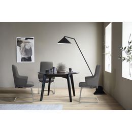 Polsterstuhl stressless "Laurel", grau (rock paloma, schwarz matt), B:58cm H:105cm T:60cm, Leder PALOMA: PALOMA ist ein durchgef&auml;rbtes Semianilin-M&ouml;belleder mit nat&uuml;rlicher Narbung., St&uuml;hle, Polsterstuhl, High Back mit Armlehne, Gr&ouml;&szlig;e L, mit Beinen aus Stahl in Schwarz matt