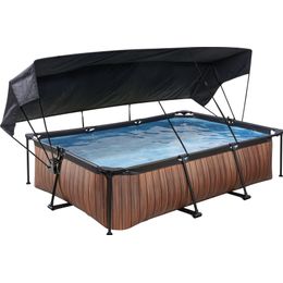 Framepool EXIT, braun, B:200cm H:65cm L:300cm, Schwimmbecken, BxLxH: 200x300x65 cm, mit Kartuschenfilter und Sonnensegel