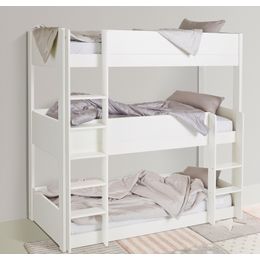 Etagenbett OTTO HOME "TIPO BESTSELLER Stockbett, Hochbett, Bodenbett, platzsparend", wei&szlig;, B:105cm H:193cm L:207,5cm, Massive Kiefer, Kopf- und Fu&szlig;teil MDF (Holzwerkstoff), Etagenbetten, Etagenbett, mit 3 Schlafpl&auml;tzen, FSC zertifiziertes Massivholz (Kiefer)