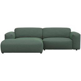 Ecksofa FLEXLUX "Lucera Chaislongue rechts oder links, L-Form, bequem", gr&uuml;n (dusty gr&uuml;n), B:257cm H:73cm T:171cm, 85% Polyester/15%Polyamide, Sofas, Ecksofa, modern & anschmiegsam, Kaltschaum, Stahl-Wellenunterfederung
