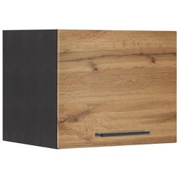 Klapph&auml;ngeschrank KOCHSTATION "KS-Tulsa", braun (wotaneiche), B:40cm H:33cm T:34cm, Schr&auml;nke, 40 cm breit, mit 1 Klappe, schwarzer Metallgriff, MDF Front