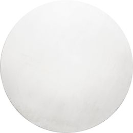 Teppich HOMIE LIVING "Villa Rosso", wei&szlig;, B:120cm H:15mm L:120cm &Oslash;:120cm, Polyester, Teppiche, Teppich, Kurzflor, Uni-Farben, leicht gl&auml;nzende Optik