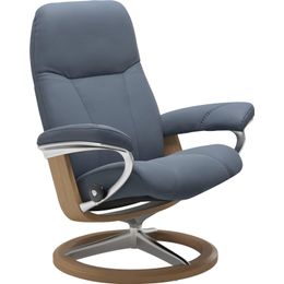 Relaxsessel stressless "Consul", blau (sparrow blau paloma), B:78cm H:97cm T:70cm, Leder BATICK: BATICK ist ein leicht korrigiertes, durchgef&auml;rbtes und genarbtes M&ouml;belleder, bei dem die meisten Unebenheiten und Spuren in der Regel entfernt wurden.;Leder PALOMA: PALOMA ist ein durchgef&auml;rbtes Semianilin-M&ouml;belleder mit nat&uuml;rlicher Narbung.;ROHLEDER Stoff Q2 FARON: Ein fester zuverl&auml;ssiger Boucl&eacute; mit 