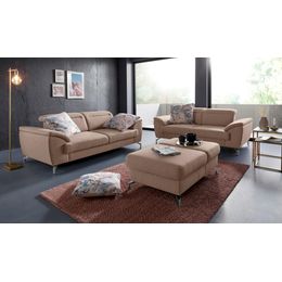 Sit & More 2,5-Sitzer SIT & MORE "Percy", beige, B:207cm T:112cm, Sofas, 12 cm Fu&szlig;h&ouml;he, Sitztiefenverstellung, wahlweise Kopfteilverstellung