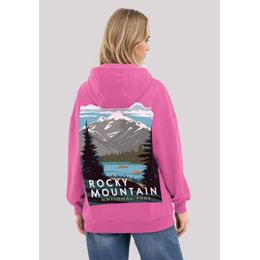 Kapuzenpullover F4NT4STIC "US National Parks Rocky Mountain National Park", Damen, Gr. XS, hyper pink, Obermaterial: 80% Baumwolle, 20% Polyester, oversize, Pullover Kapuzenpullover, Premium Qualit&auml;t