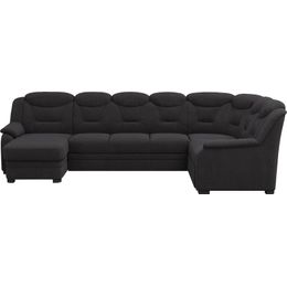 Wohnlandschaft COTTA "Marcus U-Form", schwarz, B:330cm H:99cm T:211cm, 100% Polyester, Sofas, Wohnlandschaft, wahlweise mit Bettfunktion & Stauraum