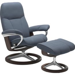 Relaxsessel stressless "Consul", blau (sparrow blau paloma), B:82cm H:102cm T:72cm, Leder BATICK: BATICK ist ein leicht korrigiertes, durchgef&auml;rbtes und genarbtes M&ouml;belleder, bei dem die meisten Unebenheiten und Spuren in der Regel entfernt wurden.;Leder PALOMA: PALOMA ist ein durchgef&auml;rbtes Semianilin-M&ouml;belleder mit nat&uuml;rlicher Narbung.;ROHLEDER Stoff Q2 FARON: Ein fester zuverl&auml;ssiger Boucl&eacute; mit