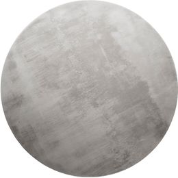 Teppich HOMIE LIVING "Villa Rosso", grau, B:120cm H:15mm L:120cm &Oslash;:120cm, Polyester, Teppiche, Teppich, Kurzflor, Uni-Farben, leicht gl&auml;nzende Optik