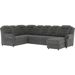 Wohnlandschaft Home Affaire "Boston U-Form", grau (anthrazit), B:333cm H:102cm T:216cm, 100% Polyester, Sofas, Wohnlandschaft, mit hoher R&uuml;ckenlehne, wahlweise mit Bettfunktion & Stauraum