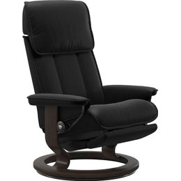 Relaxsessel stressless "Admiral", schwarz (schwarz batick), B:78cm H:101cm T:73cm, Leder BATICK: BATICK ist ein leicht korrigiertes, durchgef&auml;rbtes und genarbtes M&ouml;belleder, bei dem die meisten Unebenheiten und Spuren in der Regel entfernt wurden., Sessel, Relaxsessel, verstellbar, optional 2-motorisch, Gr&ouml;&szlig;e M & L, Gestell Braun