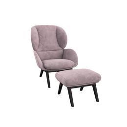Ohrensessel FLEXLUX "Adria Designsessel, Loungesessel", lila (soft lavender), B:78cm H:100cm T:96cm, 85% Polyester/15%Polyamide, Sessel, Ohrensessel, Stil & Komfort, organische Form, Fu&szlig; Holz schwarz