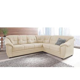 Sit & More Ecksofa SIT & MORE "Savona L-Form, B: 262 cm", beige (creme), B:262cm H:90cm T:212cm, PRIMABELLE-Microfaser (100% Polyester);SOFTLUX/Struktur (Korpus in Kunstleder, Sitz und R&uuml;cken in Strukturstoff aus 75% Polyester und 25% Viskose);Kunstleder SOFTLUX;NaturLEDER (echtes Rindsleder), Korpus in Kunstleder SOFTLUX, Sofas, Ecksofa, optional Bettfunktion, Federkern, Topseller