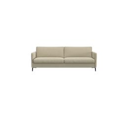 3-Sitzer FLEXLUX "Fiore, super Sitzkomfort durch Kaltschaum im Sitz", beige (sandy beige), B:214cm H:85cm T:92cm, 100% Polyester, Sofas, schmale Armlehnen, F&uuml;&szlig;e Alu+schwarz