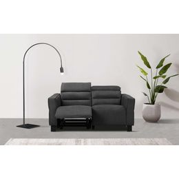 2-Sitzer Home Affaire "Carpari, 162 cm, mit manueller od. elektrischer Relaxfunktion", grau (anthrazit), B:162cm H:97cm T:100cm, Sofas, (USB A/C), sowie Kopfteilverstellung