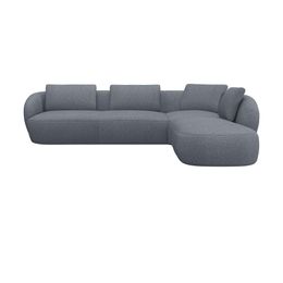 Ecksofa FLEXLUX "Torino, rund, L-Form, Sofa-Ecke mit Ottomane", blau (navy blau), B:296cm H:85cm T:237cm, Sofas, Ecksofa, Modernes, organisches Sofa-Design, Kaltschaum, Wellenunterfederung
