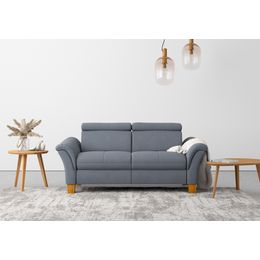2,5-Sitzer Home Affaire "Lindgren", blau (hellblau), B:185cm H:84cm T:93cm, 100% Polyester, Sofas, wahlweise mit TV-Funktion, links oder beidseitig, Kopfteilverstellung