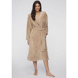 Bademantel Lascana, Damen, Gr. XL/44 (46), beige (sand), Baumwolle, Midil&auml;nge, Hausm&auml;ntel Bademantel