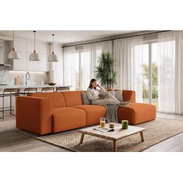 Ecksofa OTTO HOME "Merid L-Form, B: 295 cm - OTTO. Verl&auml;ssliche Qualit&auml;t.", orange (terra), B:295cm H:70cm T:162cm, Struktur fein (100% Polyester);Samtoptik (100% Polyester);Samtcord (92% Polyester, 8% Polyamid), Sofas, Ecksofa, jederzeit durch Module erweiterbar, Topseller