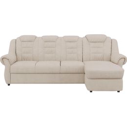 Ecksofa Home Affaire "Boston L-Form", beige, B:262cm H:102cm T:165cm, 100% Polyester, Sofas, Ecksofa, mit hoher R&uuml;ckenlehne, wahlweise mit Bettfunktion