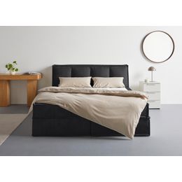 Boxspringbett "Addyson", grau (anthrazit), B:190cm L:230cm, 88% Polyester, 12% Polyamid, LeGer Home by Lena Gercke, Komplettbetten, Boxspringbett, Boxspringbett inkl. Topper, 2 Matratzen