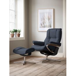 Relaxsessel stressless "Mayfair", blau (oxford blau paloma), B:92cm H:103cm T:79cm, Leder PALOMA: PALOMA ist ein durchgef&auml;rbtes Semianilin-M&ouml;belleder mit nat&uuml;rlicher Narbung., Sessel, Relaxsessel, mit Hocker, mit Cross Base, Gr&ouml;&szlig;e S, M & L, Holzakzent Schwarz