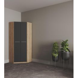 Eckkleiderschrank Priess "Barcelona Kleiderschrank Eckl&ouml;sung Raumwunder", braun (eichefarben artisan, schwarz), B:78cm H:193cm T:78cm, Holzwerkstoff, Schr&auml;nke, Eckkleiderschrank, in 2 Tiefen Schrank Eckschrank Garderobe
