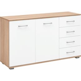 Kombikommode Priess "Barcelona", wei&szlig; (struktureichefarben hell, wei&szlig;), B:123cm H:71cm T:38cm, Holzwerkstoff, Sideboards, Kombikommode