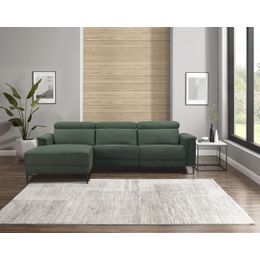 Ecksofa OTTO HOME "LUND, L-Form, 261cm, man. o. elektr. Relaxfunktion (mit USB-A)", gr&uuml;n (dunkelgr&uuml;n), B:261cm H:97cm T:179cm, Webstoff 100% Polyester, Sofas, Ecksofa, und Kopfteilverstellung, Topseller