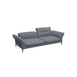 3-Sitzer FLEXLUX "Salino, Funktionssofa, Relaxsofa", blau (navy blau), B:248cm H:88cm T:105cm, 62% Polyester, 17% Cotton, 14% Viscose, 7% Linen, Sofas, Sofa mit Arm- und Kopfteil-Verstellungen, Kaltschaum & Stahl-Wellen