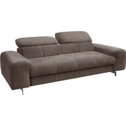 3-Sitzer COTTA "Chef", braun (espresso), B:232cm H:72cm T:105cm, Chenille (90% Polyester, 10% Polyamid);Struktur (100% Polyester), Sofas, mit Kopfteilverstellung