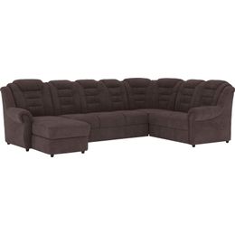 Wohnlandschaft Home Affaire "Boston U-Form", schwarz (charcoal), B:333cm H:102cm T:216cm, 100% Polyester, Sofas, Wohnlandschaft, mit hoher R&uuml;ckenlehne, wahlweise mit Bettfunktion & Stauraum