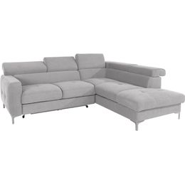 Ecksofa COTTA "Sammy L-Form", grau, B:242cm H:74cm T:207cm, Struktur (100% Polyester );Chenille (90% Polyester; 10% Polyamid ), Sofas, Ecksofa, mit Kopfteilverstellung, wahlweise mit Bettfunktion & Bettkasten