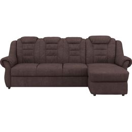 Ecksofa Home Affaire "Boston L-Form", schwarz (charcoal), B:262cm H:102cm T:165cm, 100% Polyester, Sofas, Ecksofa, mit hoher R&uuml;ckenlehne, wahlweise mit Bettfunktion