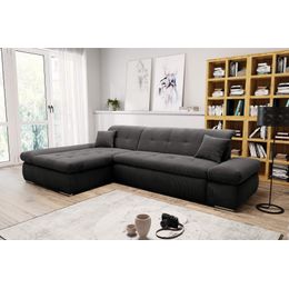 Ecksofa DOMO collection "Moric, L-Form, XXL-Sofa - Breite 300cm, viel Platz, auch in Cord", grau, B:300cm H:80cm T:172cm, Kunstleder SOFTLUX / Struktur (90% Polyester/ 10% Polyacryl);Microfaser PRIMABELLE (100% Polyester)/ Struktur (90% Polyester/ 10% Polyacryl), Sofas, Ecksofa, wahlweise mit Bettfunktion und Armteilverstellung, Cord, Topseller
