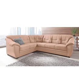 Sit & More Ecksofa SIT & MORE "Savona L-Form, B: 262 cm", braun (caf&eacute;), B:262cm H:90cm T:212cm, PRIMABELLE-Microfaser (100% Polyester);SOFTLUX/Struktur (Korpus in Kunstleder, Sitz und R&uuml;cken in Strukturstoff aus 75% Polyester und 25% Viskose);Kunstleder SOFTLUX;NaturLEDER (echtes Rindsleder), Korpus in Kunstleder SOFTLUX, Sofas, Ecksofa, optional Bettfunktion, Federkern, Topseller
