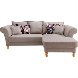 Ecksofa Home Affaire "Tassilo Mega Polsterecke mit Kaltschaum im Sitz, bequem, L-Form", grau (taupe), B:262cm H:95cm T:198cm, 100% Polyester, Sofas, Ecksofa