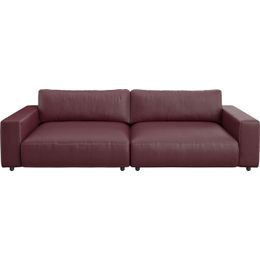 Big-Sofa Musterring "LUCIA", rot (cherry puro), B:252cm H:81cm T:124cm, Flachgewebe FLORIS (100% Polyester);Flachgewebe VALMONT (60% Baumwolle/ 40% Leinen);Microfaser CRONA (100% Polyester), Sofas, Big-Sofa, in vielen Qualit&auml;ten und 4 unterschiedlichen N&auml;hten, 2,5-Sitzer