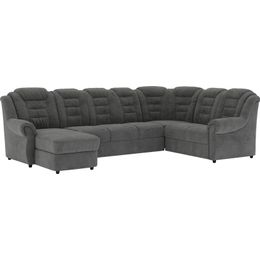Wohnlandschaft Home Affaire "Boston U-Form", grau (anthrazit), B:333cm H:102cm T:216cm, 100% Polyester, Sofas, Wohnlandschaft, mit hoher R&uuml;ckenlehne, wahlweise mit Bettfunktion & Stauraum