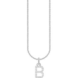 Kette mit Anh&auml;nger Thomas Sabo "Buchstabe" Gr. 45, bunt (silberfarben, wei&szlig;), Halsketten, Damen, 45, B, Silber 925 (recycelt), mit Zirkonia (synth.)