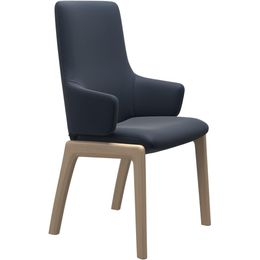Polsterstuhl stressless "Laurel", blau (oxford blau paloma, walnuss), B:58cm H:105cm T:60cm, Leder PALOMA: PALOMA ist ein durchgef&auml;rbtes Semianilin-M&ouml;belleder mit nat&uuml;rlicher Narbung., St&uuml;hle, Polsterstuhl, High Back mit Armlehne, Gr&ouml;&szlig;e L, mit abgerundeten Beinen in Walnuss
