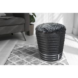 Sitzhocker Kayoom "Hocker Doric, trendiger Look, &auml;sthetische Farbgebung, sch&ouml;ne Steppung", schwarz (anthrazit, graphit), B:42cm H:50cm T:42cm, Bezug: 50% Baumwolle 50% Acryl / Korpus: Pappelholz, Hocker, Sitzhocker, komfortabel, hochqualitativ, pflegeleicht, hochwertige Materialien