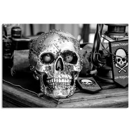 Wandbild Artland "Totenkopf", silber (farbe bild(er): silberfarben), B:90cm H:60cm, Bilder, Bild Poster, als Leinwandbild, Poster, Wandaufkleber in verschied. Gr&ouml;&szlig;en