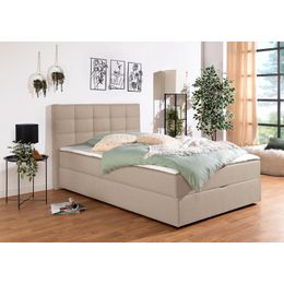 Boxbett Home Affaire "Ovalo auch in &Uuml;berl&auml;nge erh&auml;ltlich", beige (beige, creme), B:154cm L:210cm, Komplettbetten, Boxspringbett, wahlweise mit Bettkasten, in H2, H3 & H4 erh&auml;ltlich, Topseller