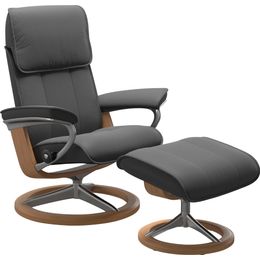 Relaxsessel stressless "Admiral", grau (grau batick), B:93cm H:103cm T:79cm, Leder BATICK: BATICK ist ein leicht korrigiertes, durchgef&auml;rbtes und genarbtes M&ouml;belleder, bei dem die meisten Unebenheiten und Spuren in der Regel entfernt wurden., Sessel, Relaxsessel, mit Signature Base, Gr&ouml;&szlig;e M & L, Gestell Eiche