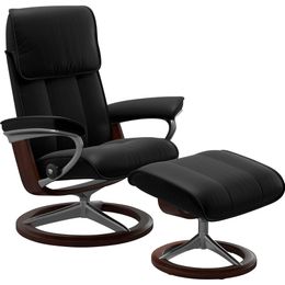 Relaxsessel stressless "Admiral", schwarz (schwarz batick), B:93cm H:103cm T:79cm, Leder BATICK: BATICK ist ein leicht korrigiertes, durchgef&auml;rbtes und genarbtes M&ouml;belleder, bei dem die meisten Unebenheiten und Spuren in der Regel entfernt wurden., Sessel, Relaxsessel, mit Signature Base, Gr&ouml;&szlig;e M & L, Gestell Braun