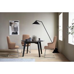 Polsterstuhl stressless "Laurel", braun (almond paloma, schwarz matt), B:58cm H:105cm T:60cm, Leder PALOMA: PALOMA ist ein durchgef&auml;rbtes Semianilin-M&ouml;belleder mit nat&uuml;rlicher Narbung., St&uuml;hle, Polsterstuhl, High Back mit Armlehne, Gr&ouml;&szlig;e L, mit Beinen aus Stahl in Schwarz matt