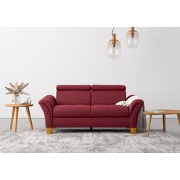 2,5-Sitzer Home Affaire "Lindgren", rot (bordeaux), B:185cm H:84cm T:93cm, 100% Polyester, Sofas, wahlweise mit TV-Funktion, links oder beidseitig, Kopfteilverstellung