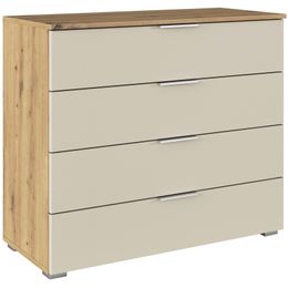 Schubkastenkommode OTTO HOME "Sideboard Schubladenkommode AGORDO mit Dekor- oder Hochglanzfront", eiche artisan, beige (champagner), B:80cm H:81cm T:42cm, Holzwerkstoff, Sideboards, vier gro&szlig;e und ger&auml;umige Schubladen mit viel Stauraum MADE IN GERMANY